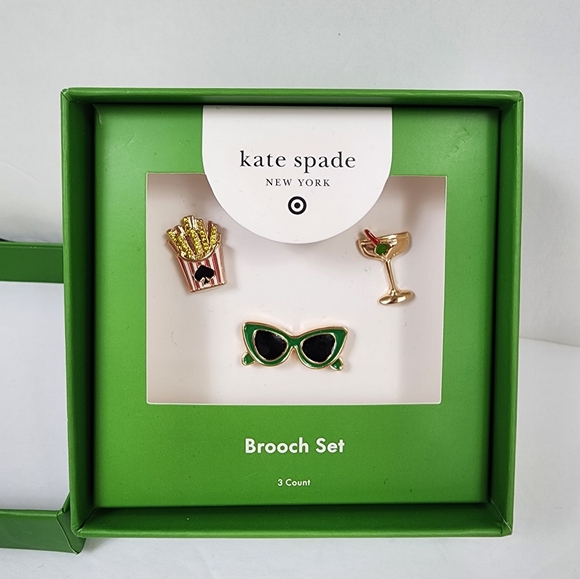 kate spade | Accessories | Kate Spade Brooch Set With Green And Gold ...